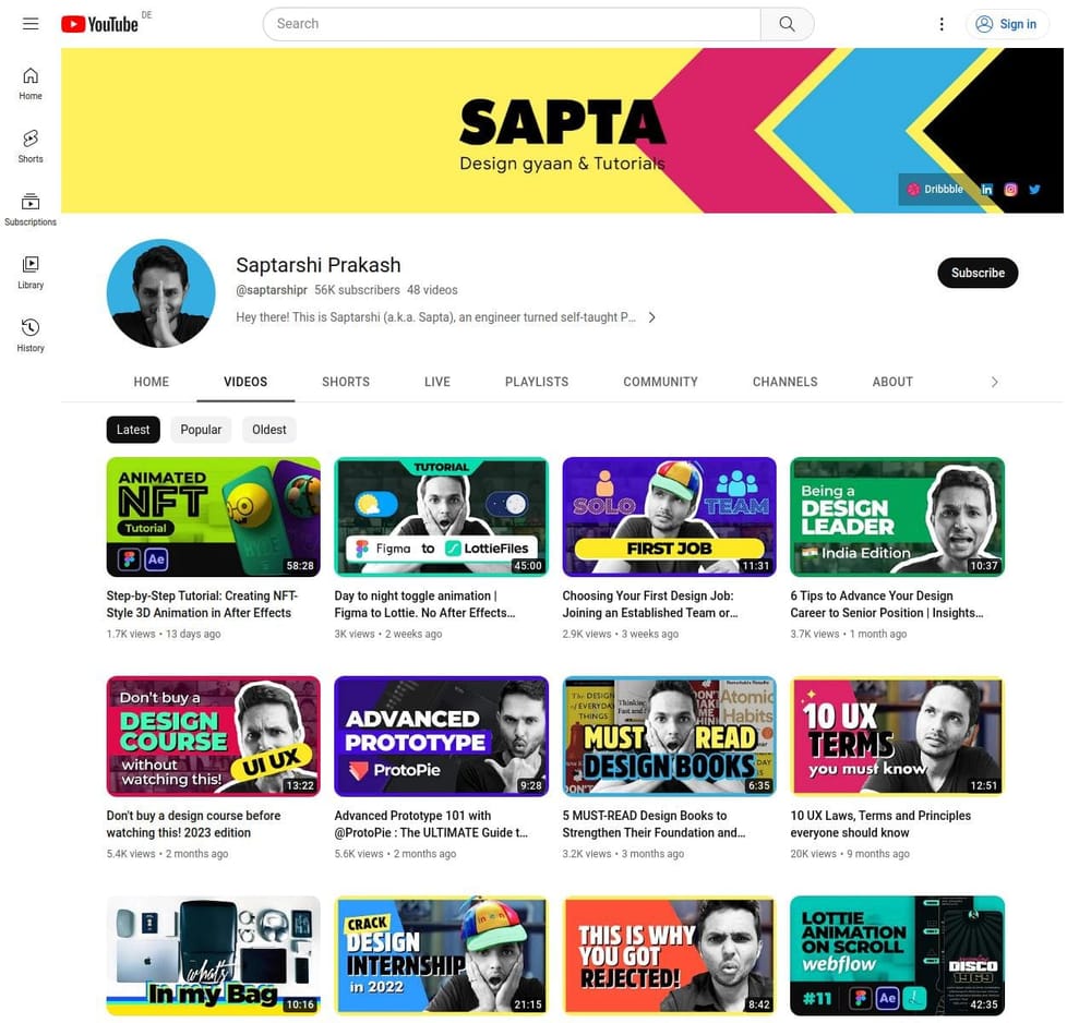 Top 11 Youtube channels to Master UI/ UX/ Product Design for free